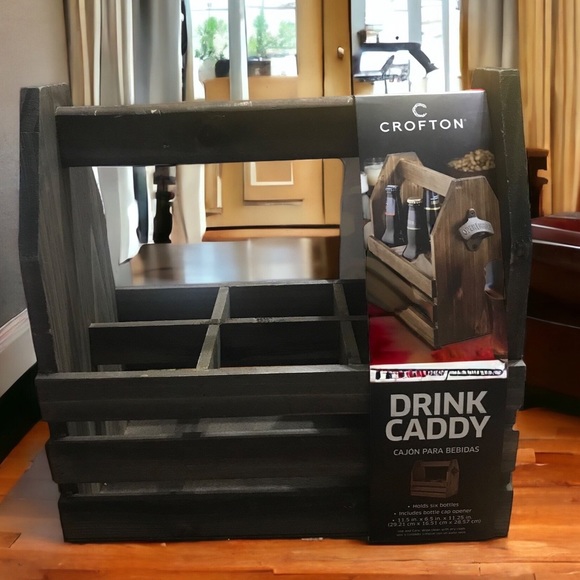 Crofton | Dining | Crofton Dark Wooden Drink Caddy With Bottle Cap ...
